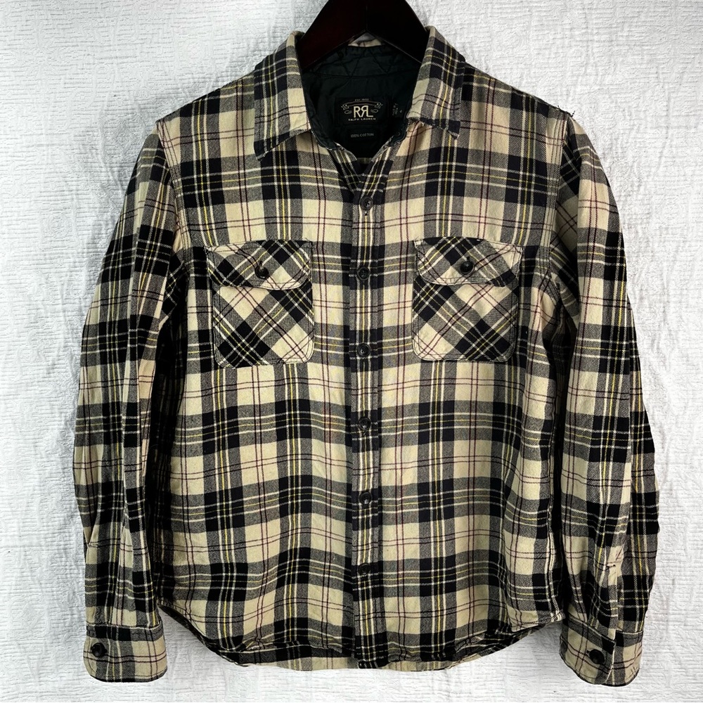 Rrl Double Rl Plaid Flannel Shirt Womens 4 Grey Cream… - Gem